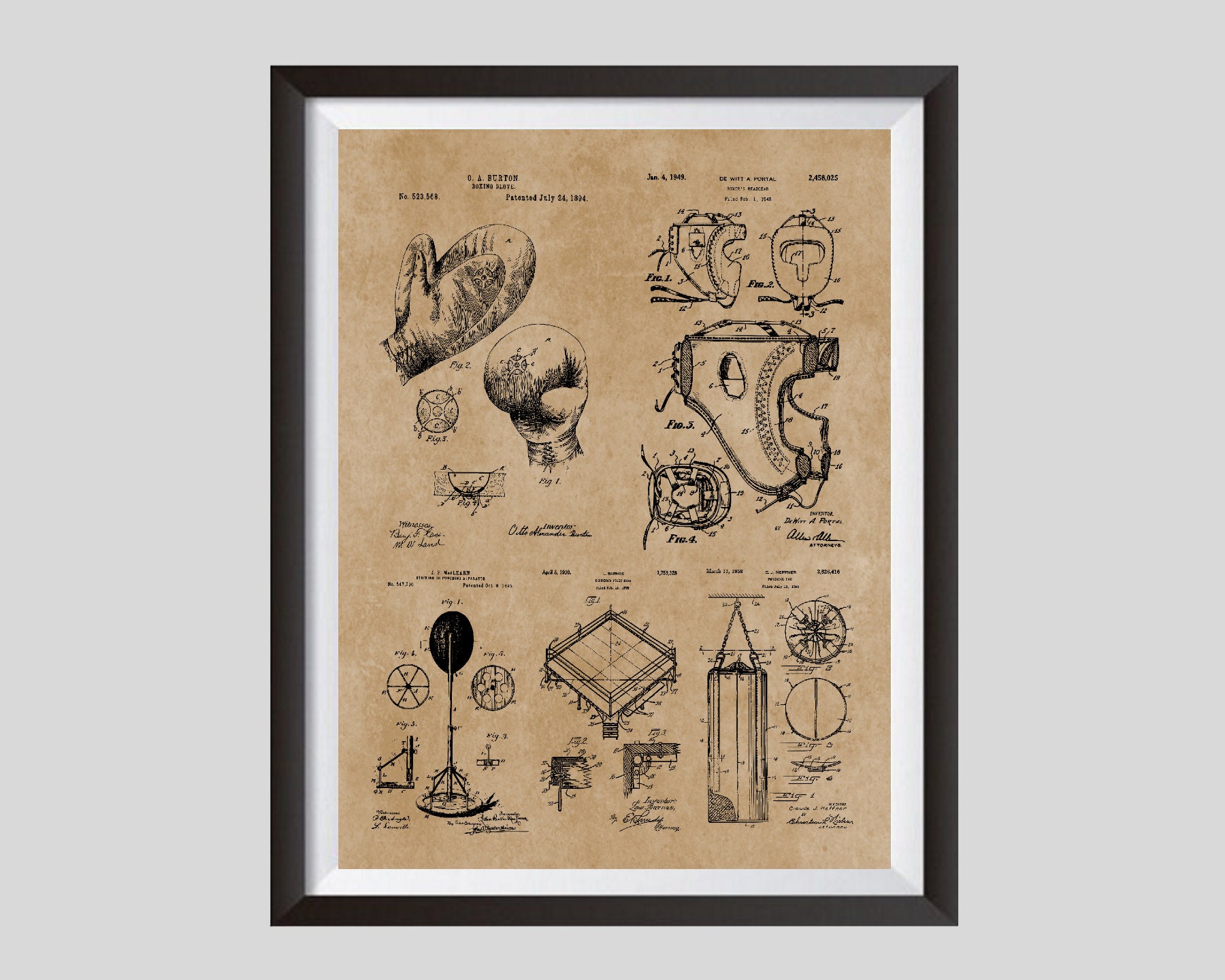 Boxing Blueprint Wall Art Patent Prints Boxing Glove - Etsy Australia