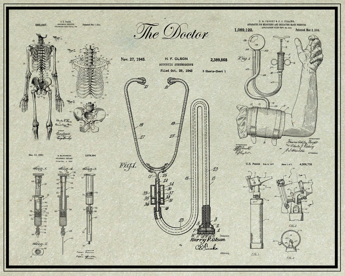 Doctor Office Decor Med Student Gift Blueprint Poster for - Etsy
