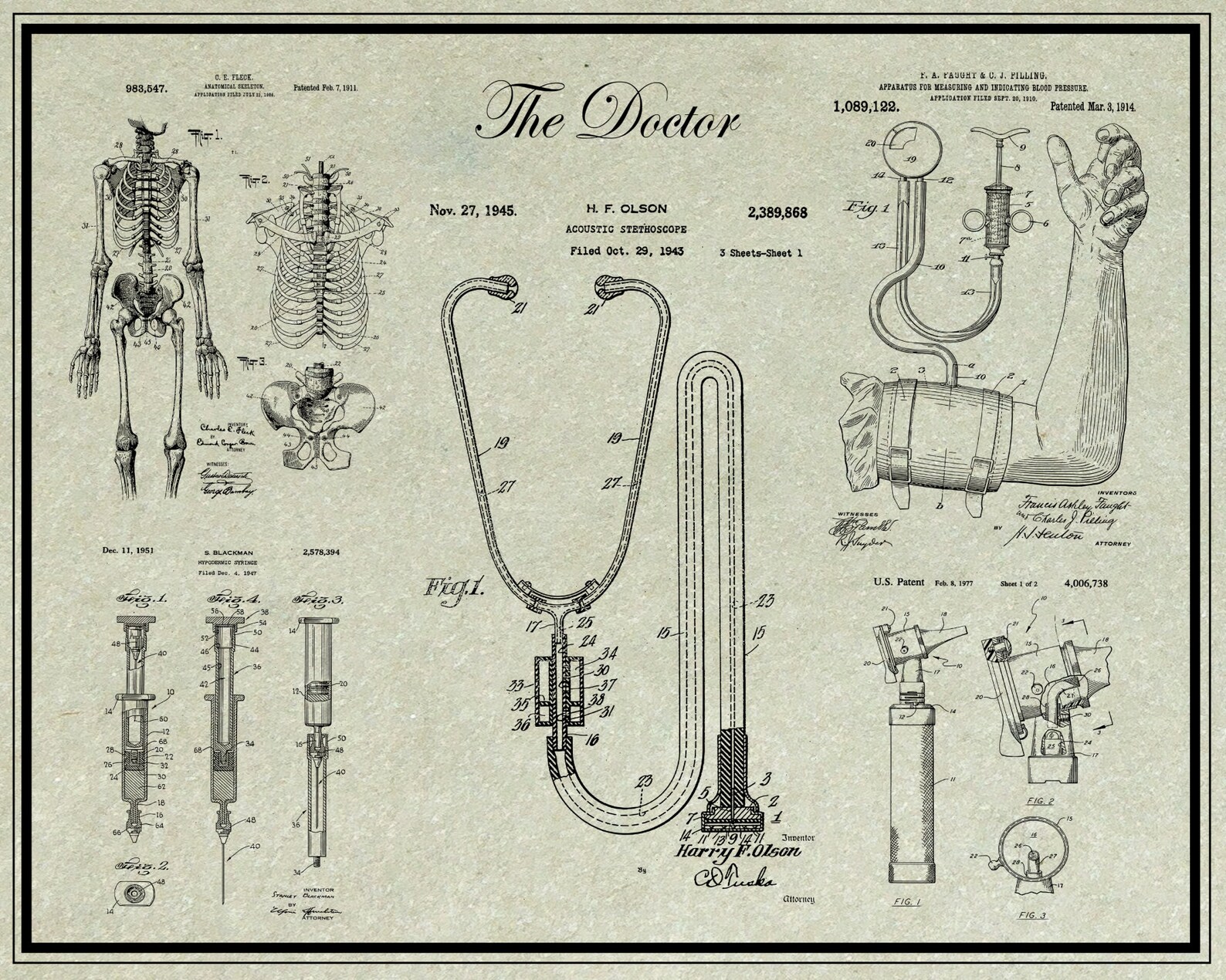 Medical Patent Blueprint Art Print: Doctor Office Decor (digital ...