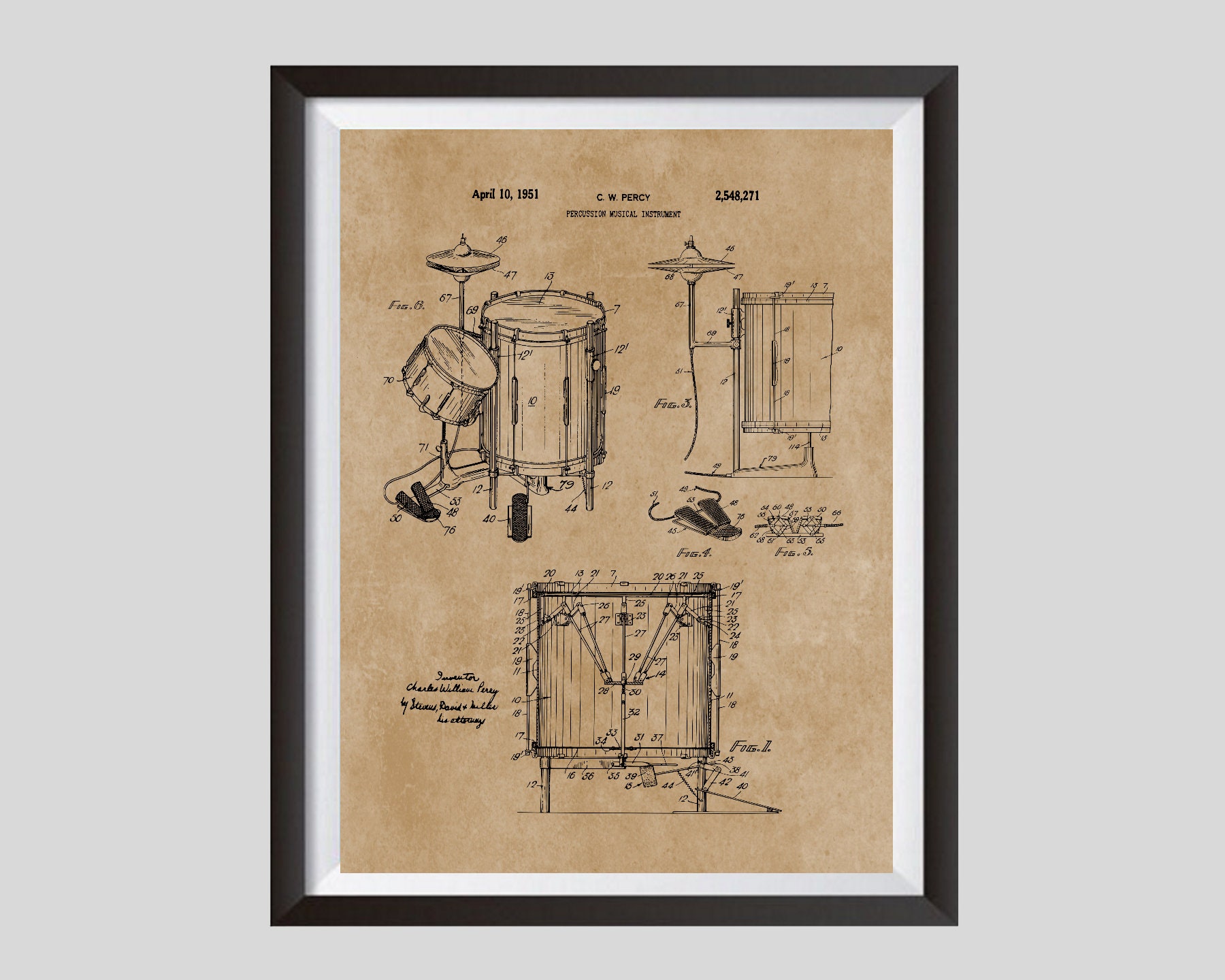 Drum Kit Patent Print: Vintage Blueprint Art (digital Download) - Etsy