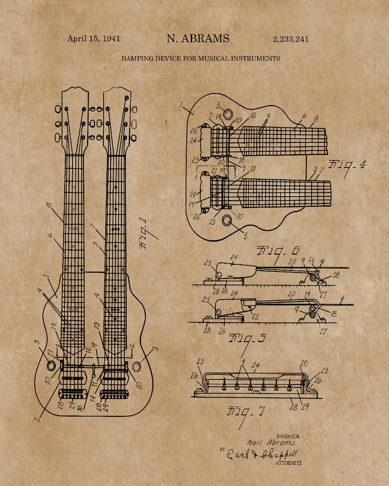 Guitar Group of Patents Set of 3 Patent Prints Guitar - Etsy Canada