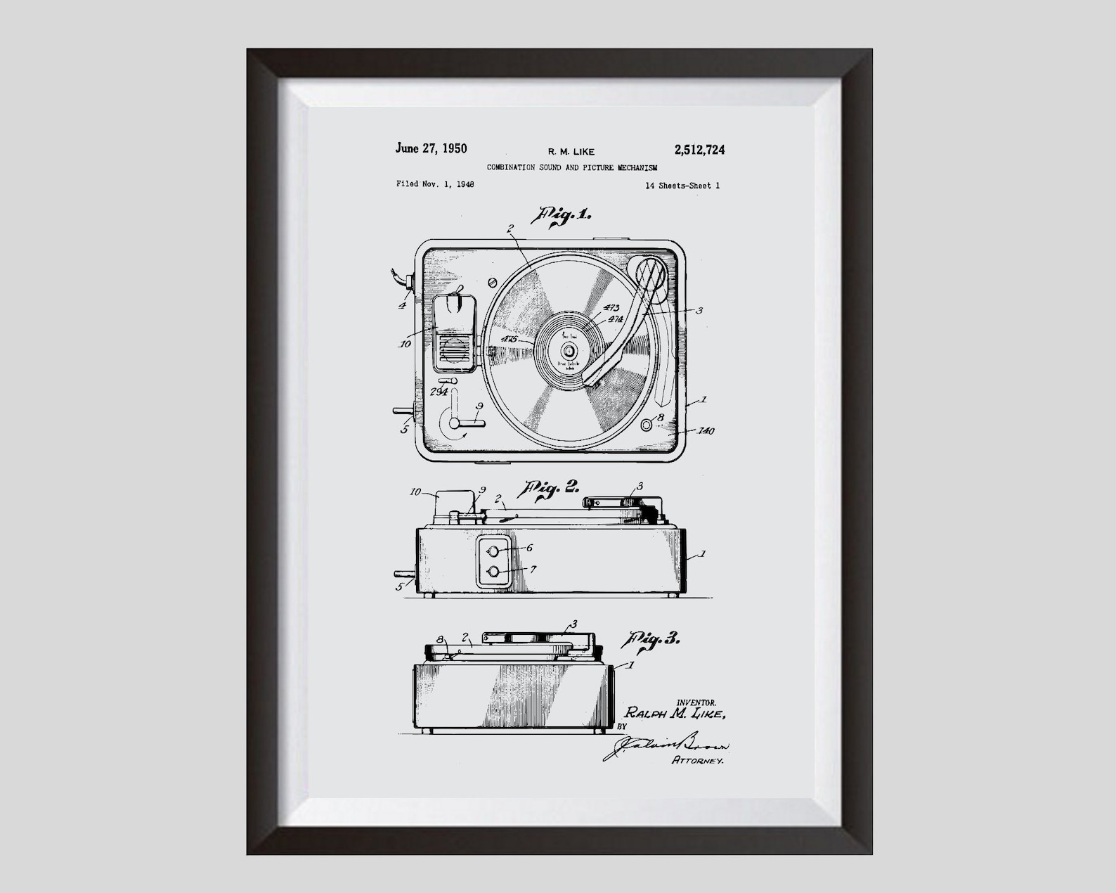 Record Player Patent Blueprint Art, HI-FI Poster, Musician Gift, Music ...