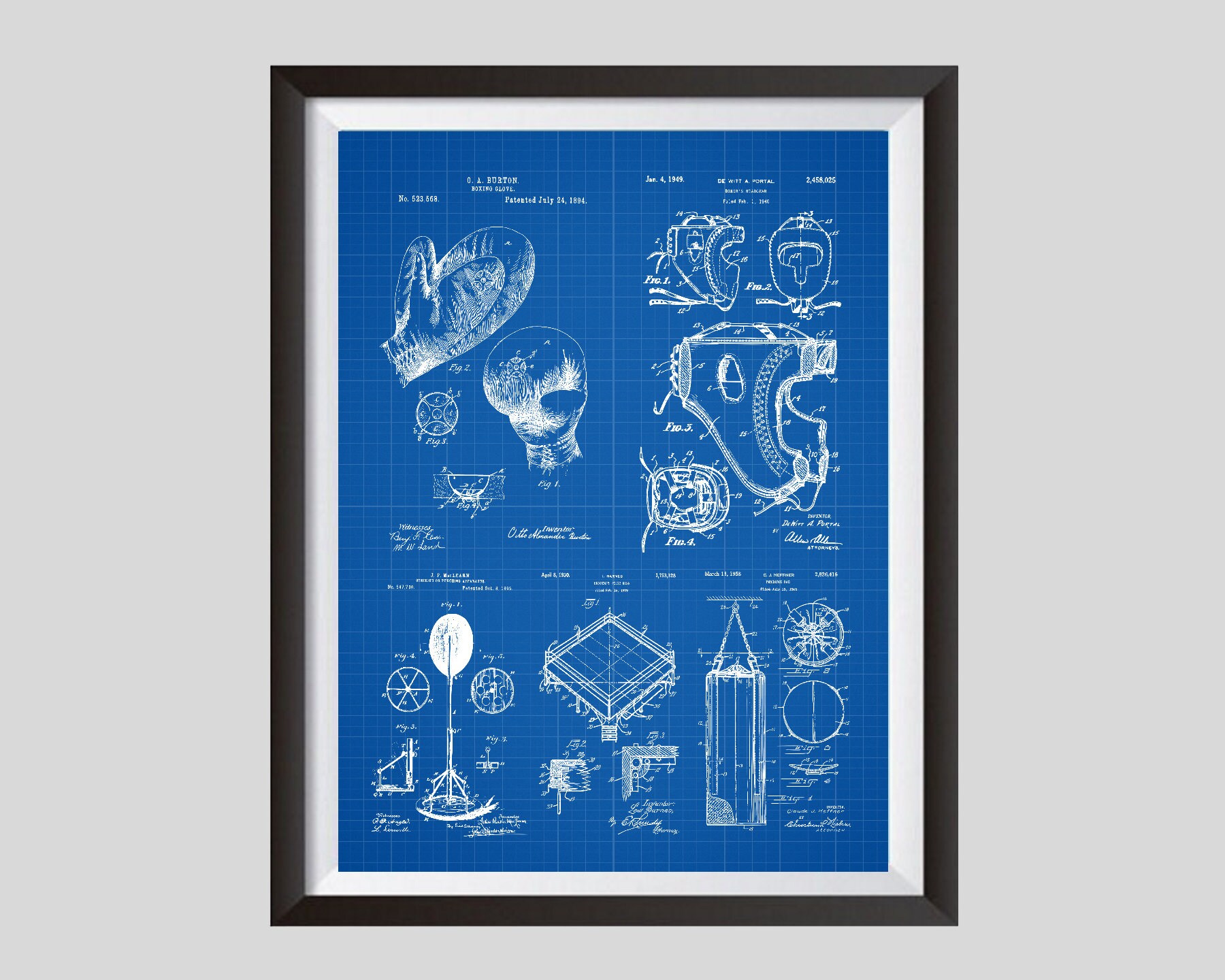 Boxing Blueprint Wall Art Patent Prints Boxing Glove | Etsy