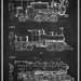 Locomotive, Train Art, Blueprint Poster, Kids Birthday Steam Engine ...