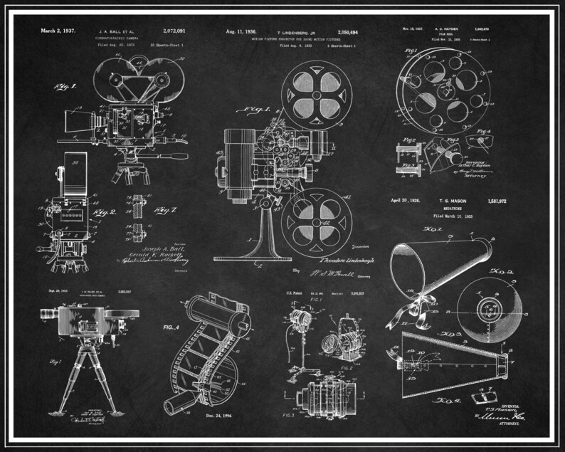Old Film Camera Patent Prints Downloadable Blueprint Wall | Etsy