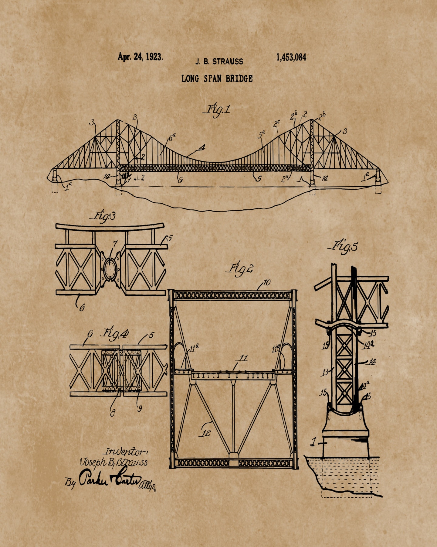 Set of 3 Bridge Patent Posters Architect Gift Architecture | Etsy