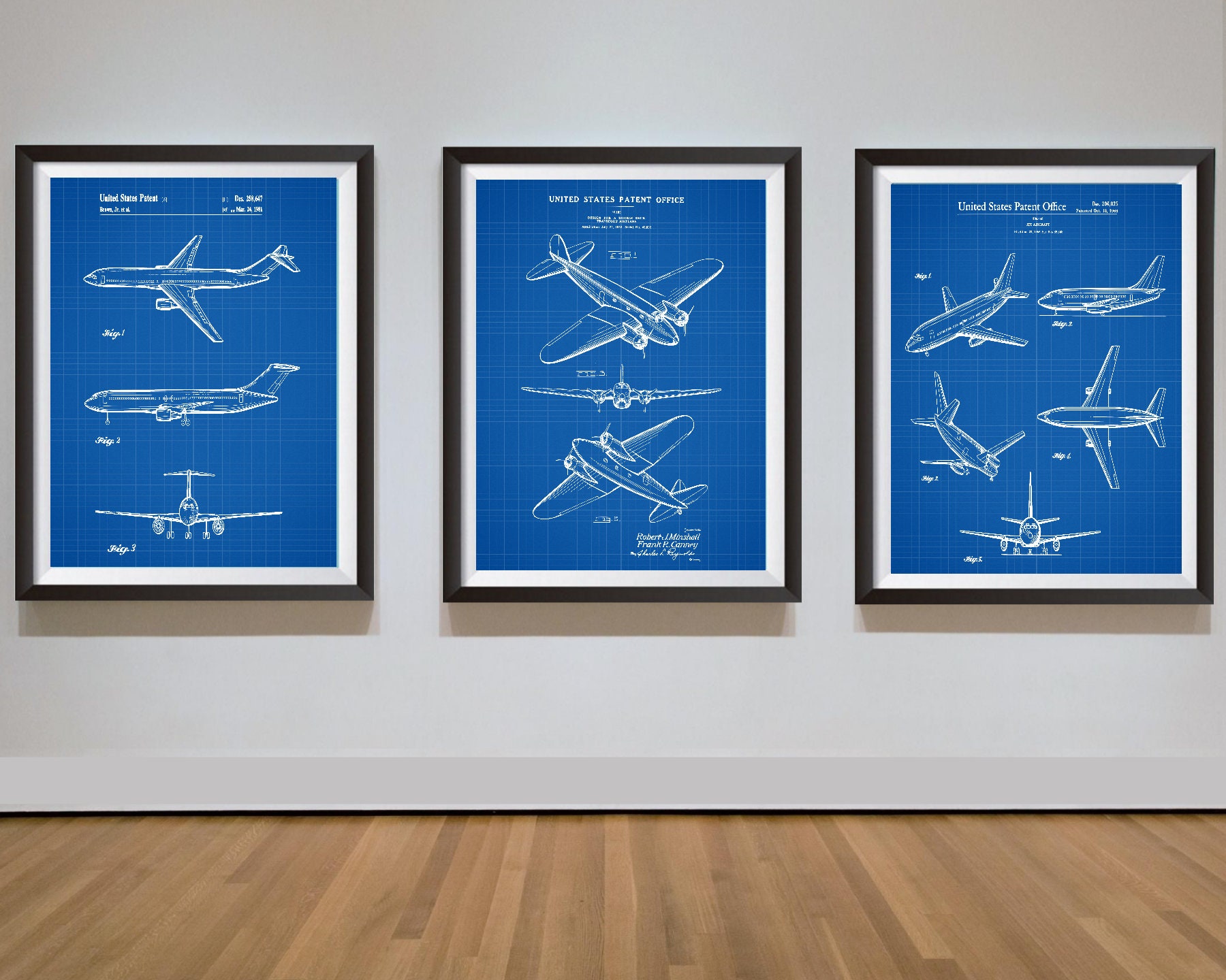 Airplane Downloadable Prints Set of 3 Patent Prints Aviation | Etsy