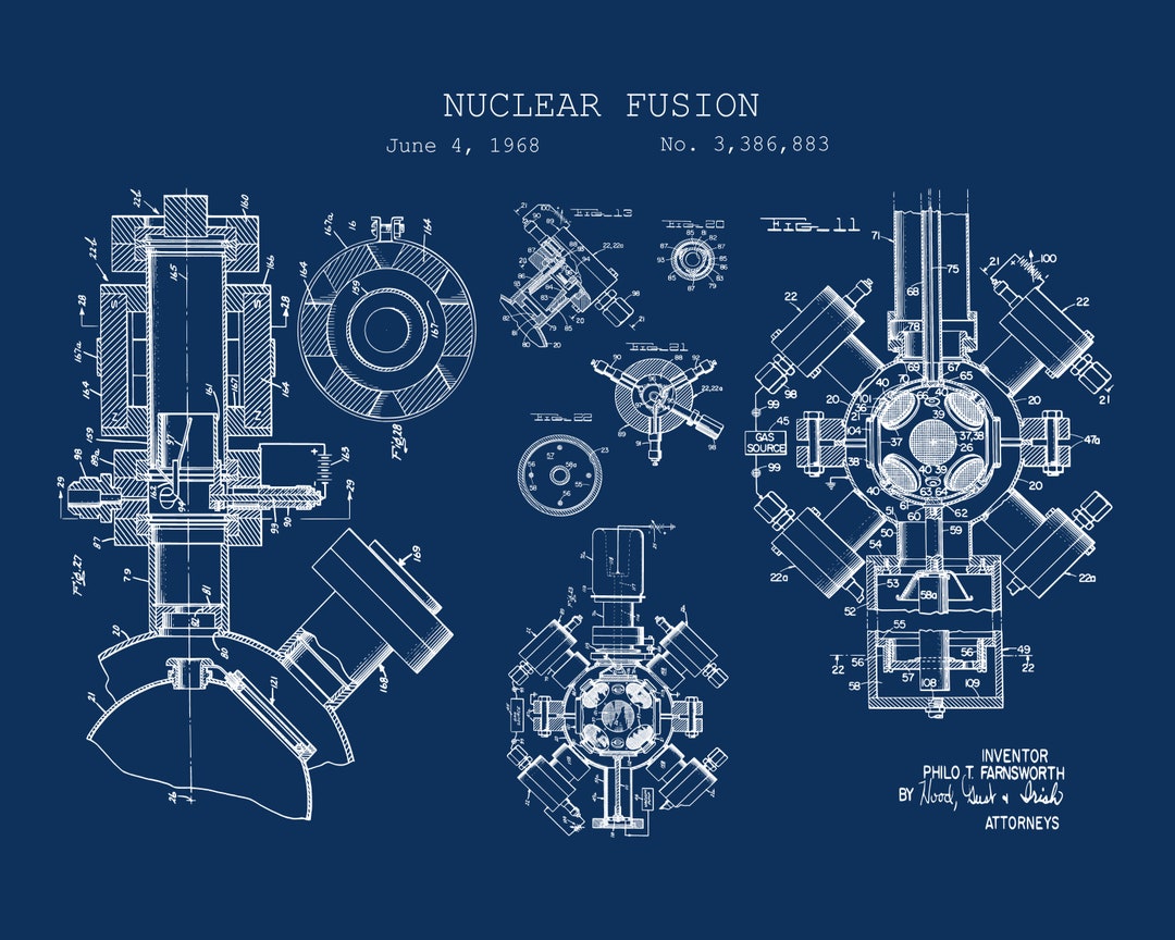 Nuclear Fusion Patent Print, Physics Gift, Lab Decor (downloadable ...