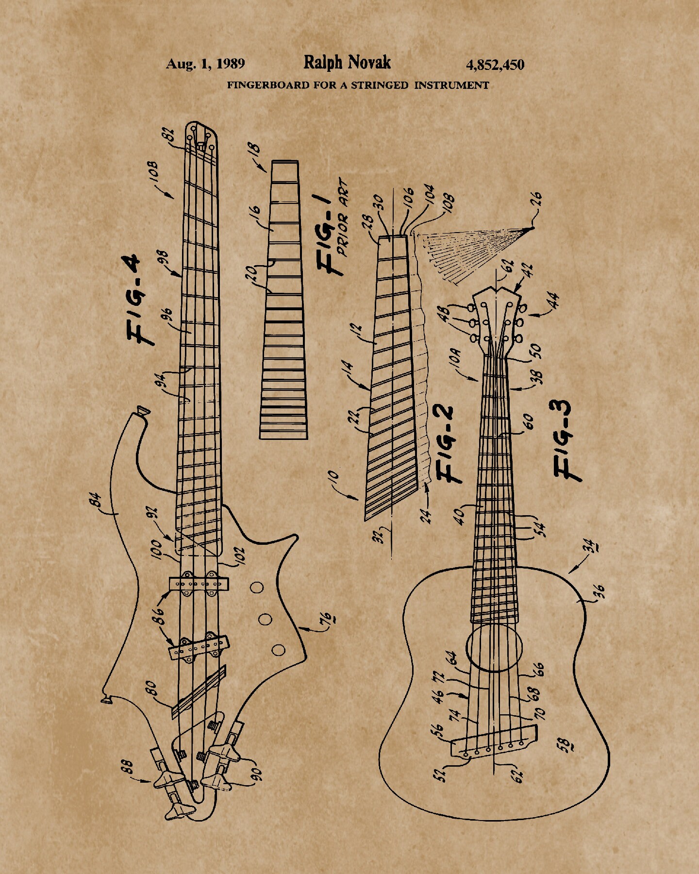 Guitar Group of Patents Set of 3 Patent Prints Guitar | Etsy