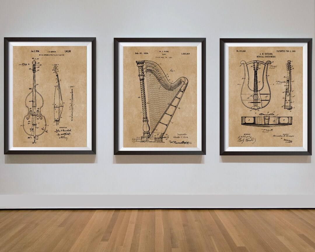 Stringed Instruments Downloadable Prints, Set of 3 Music Wall Art ...