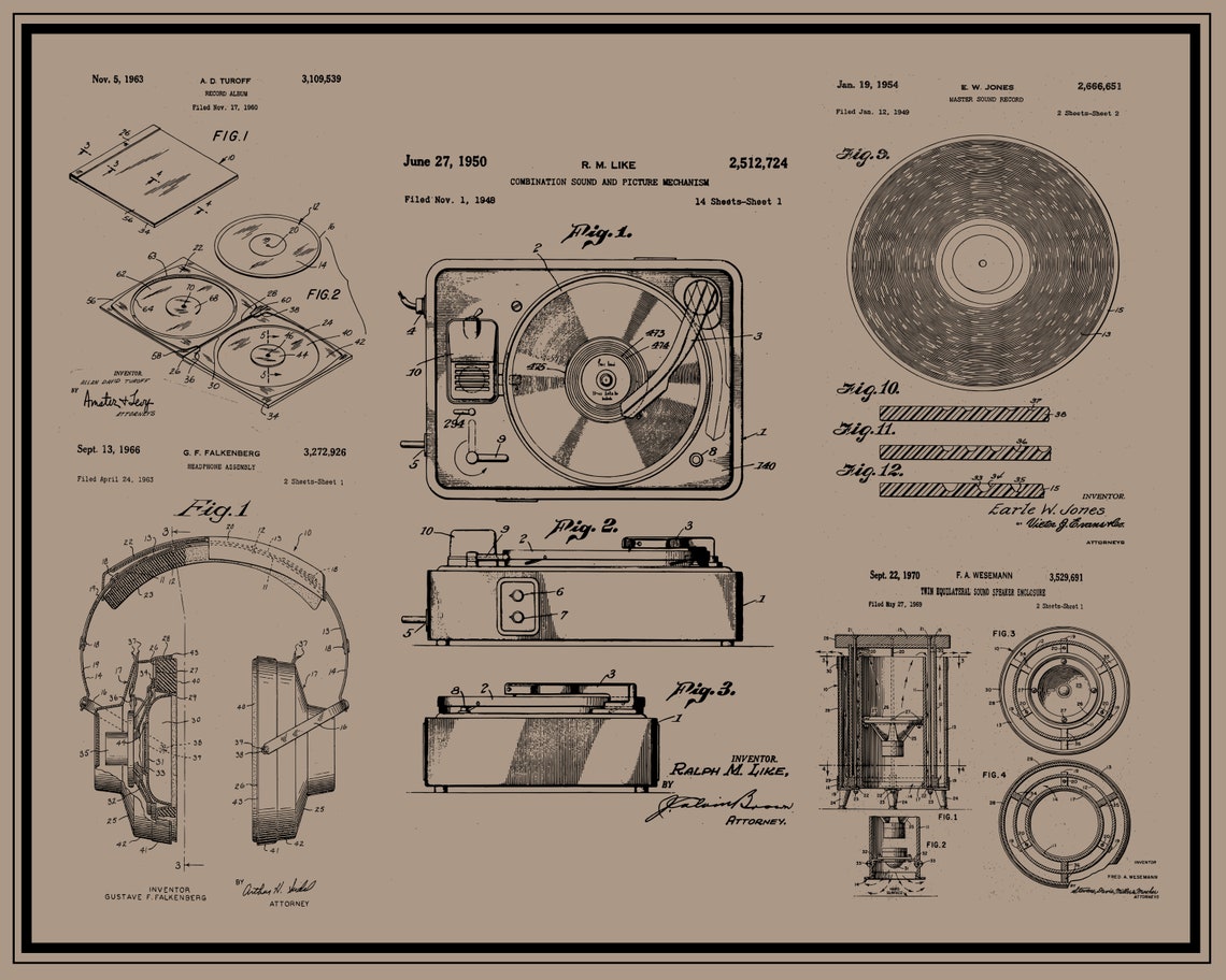 Hi-fi Blueprint Poster: Stereo Equipment Patent Art (digital Download ...
