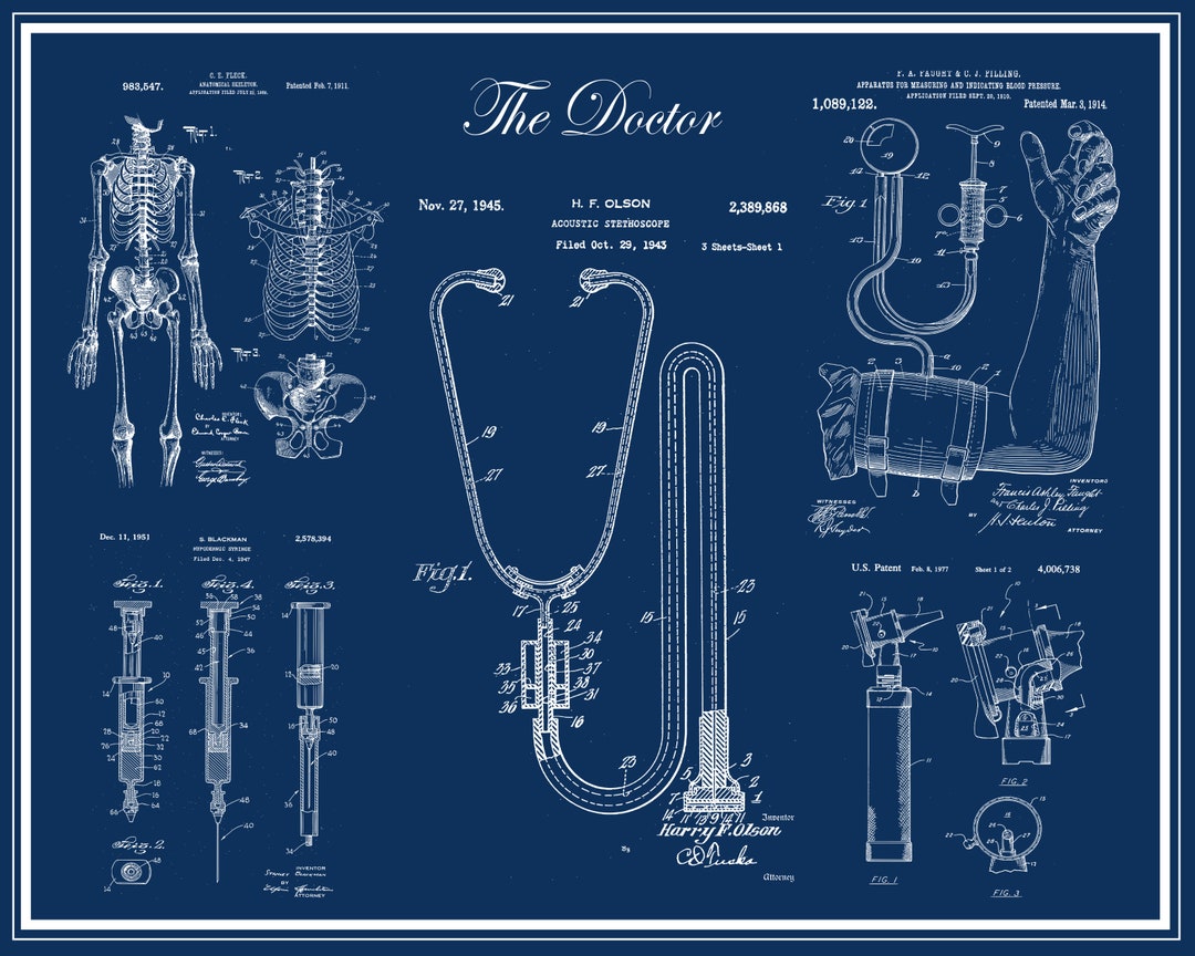 Doctor Office Decor, Med Student Gift, Blueprint Poster, for Doctor ...