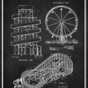 Amusement Park, Roller Coaster, Patent Print, Downloadable Prints ...