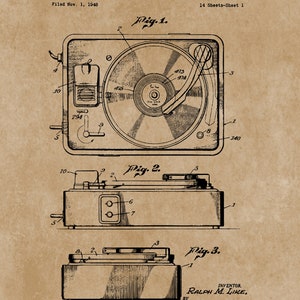 Record Player Patent Blueprint Art, HI-FI Poster, Musician Gift, Music ...