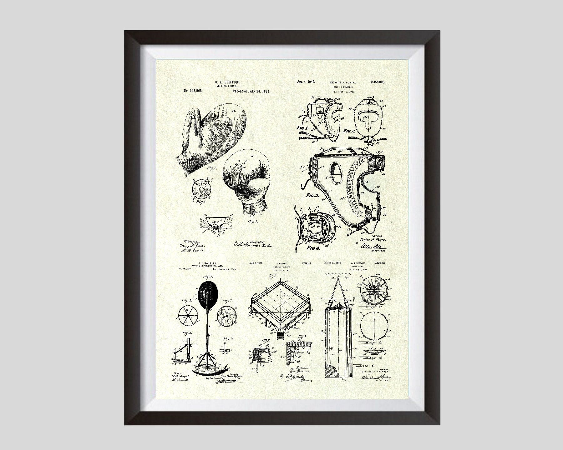 Boxing Blueprint Wall Art Patent Prints Boxing Glove | Etsy