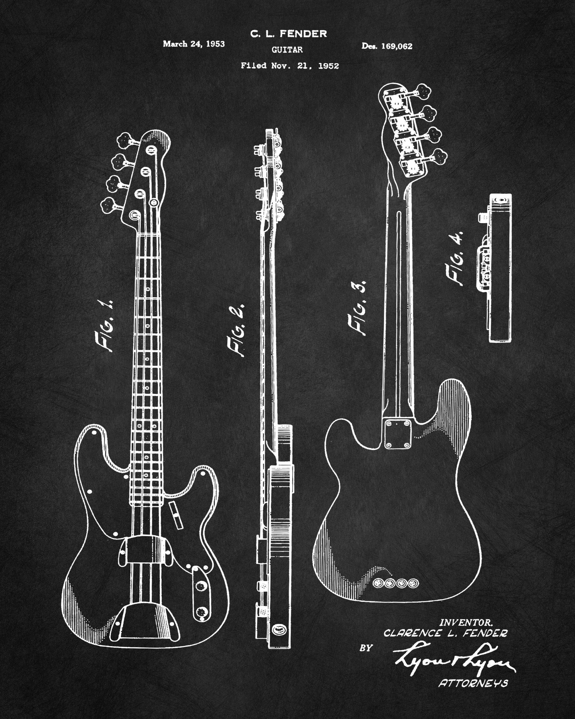 Fender Guitar Patent Prints: Music Wall Art Set of 3 (digital Download ...