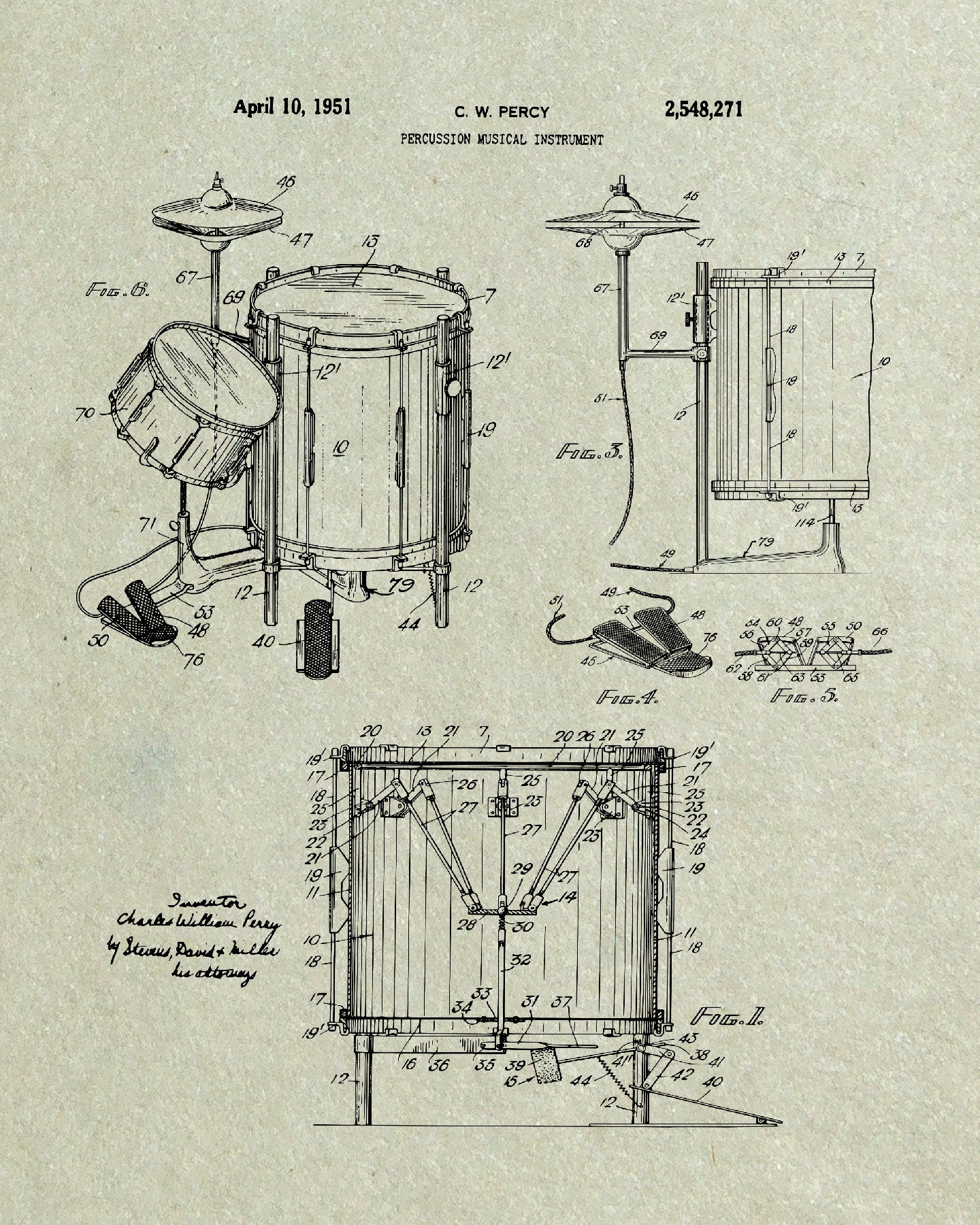 Drum Kit Patent Print: Vintage Blueprint Art (digital Download) - Etsy