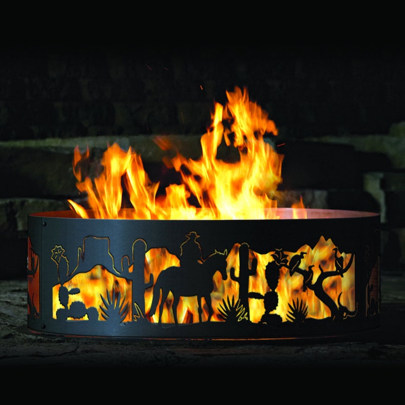 Southwestern Themed Fire Pit Ring, Heavy Duty, Gift for the Nature ...