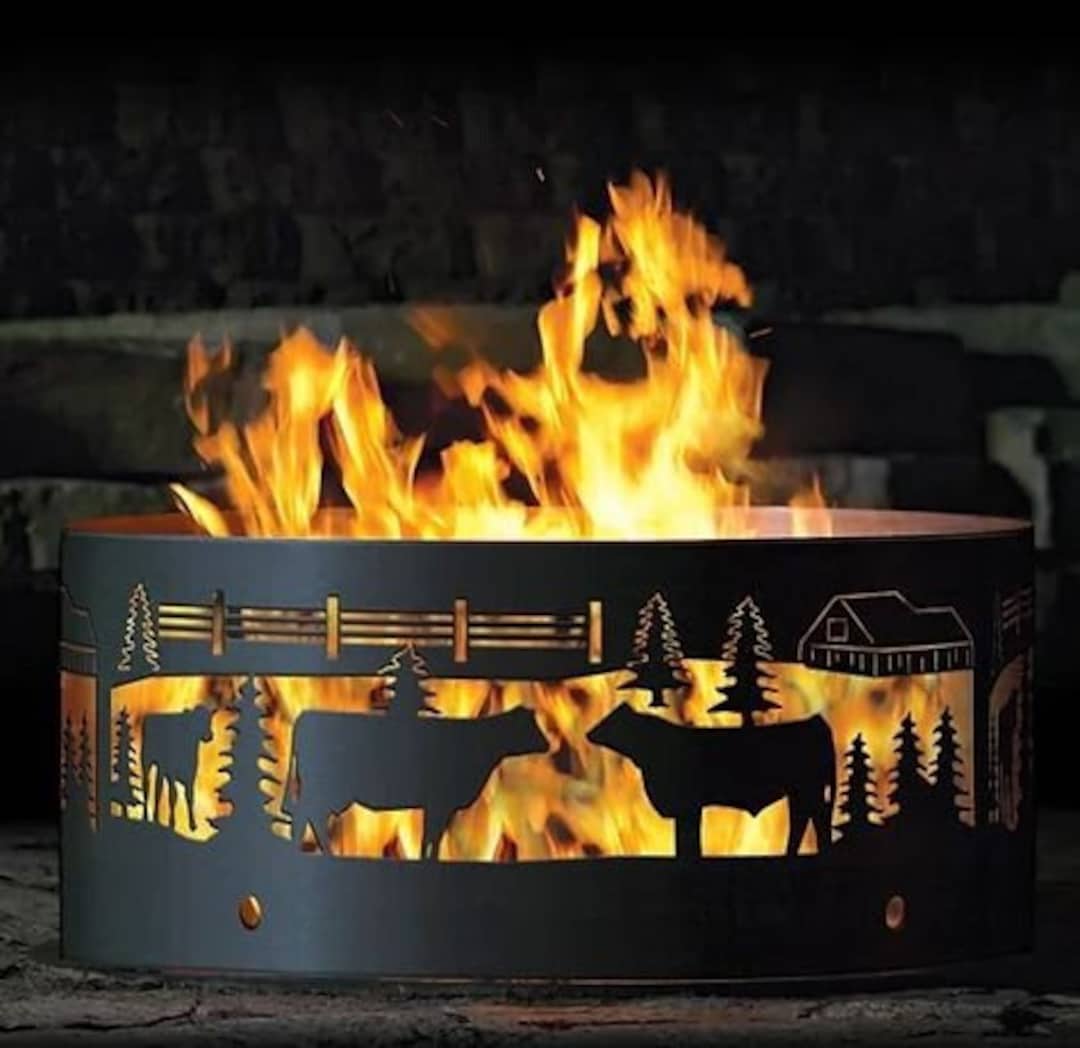 Cows on the Farm Fire Pit Ring, 16" Tall, Heavy Duty, Gift for Farmers ...