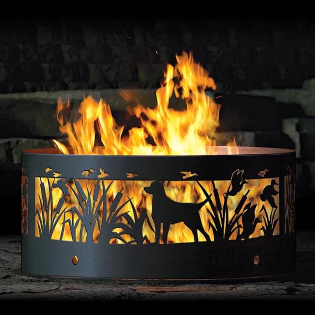 Labrador & Ducks Fire Pit Ring, 16" Tall, Heavy Duty, Great Gift for ...