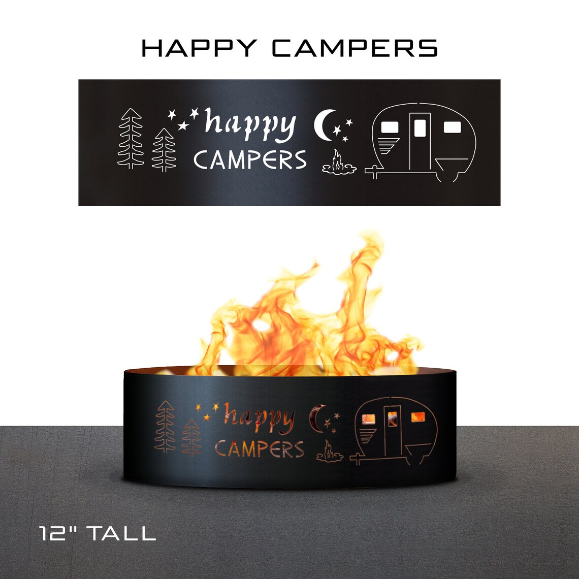 Personalized Retro Camper Fire Pit Ring Heavy Duty Camping - Etsy