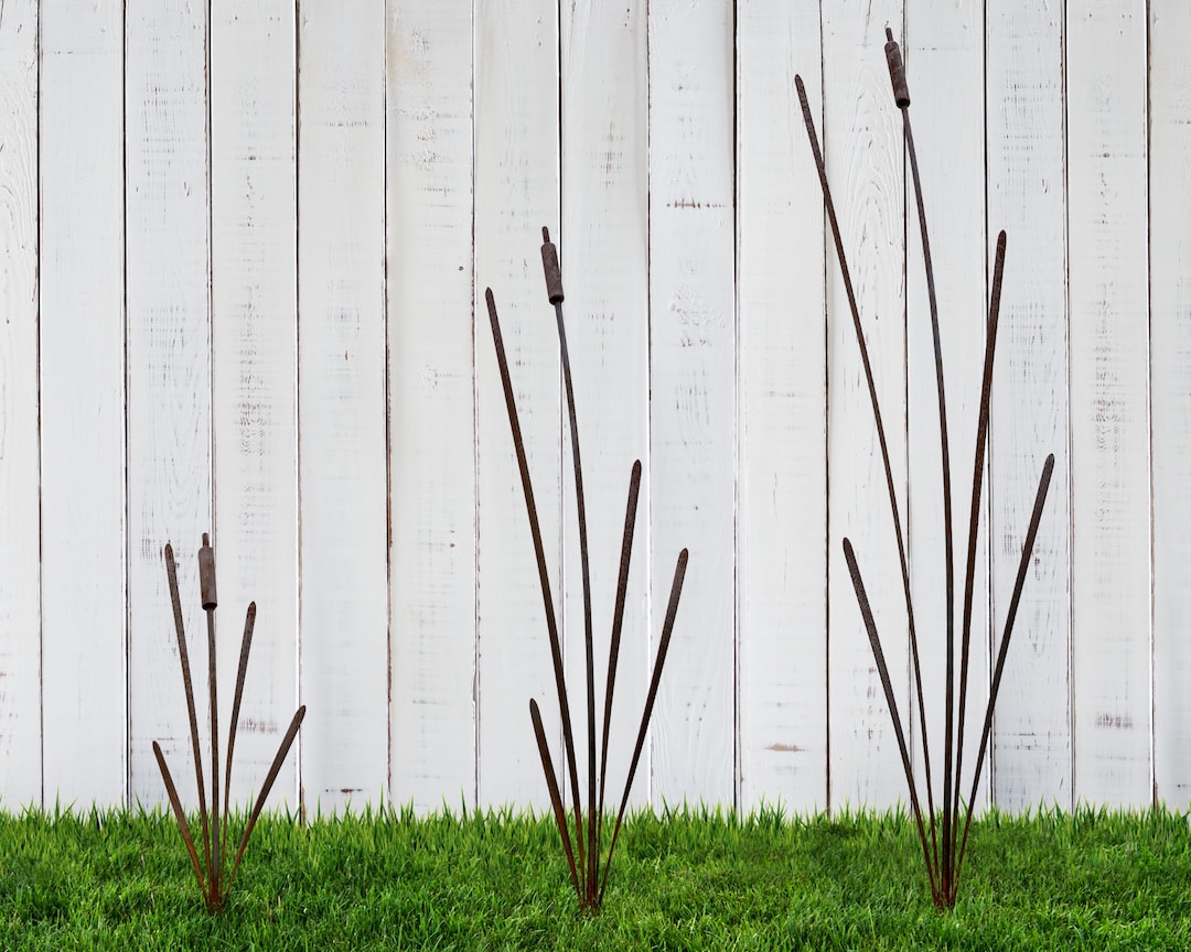 Metal Cattail Sculpture, Garden Art, Yard Art, Steel Flowers, Steel ...