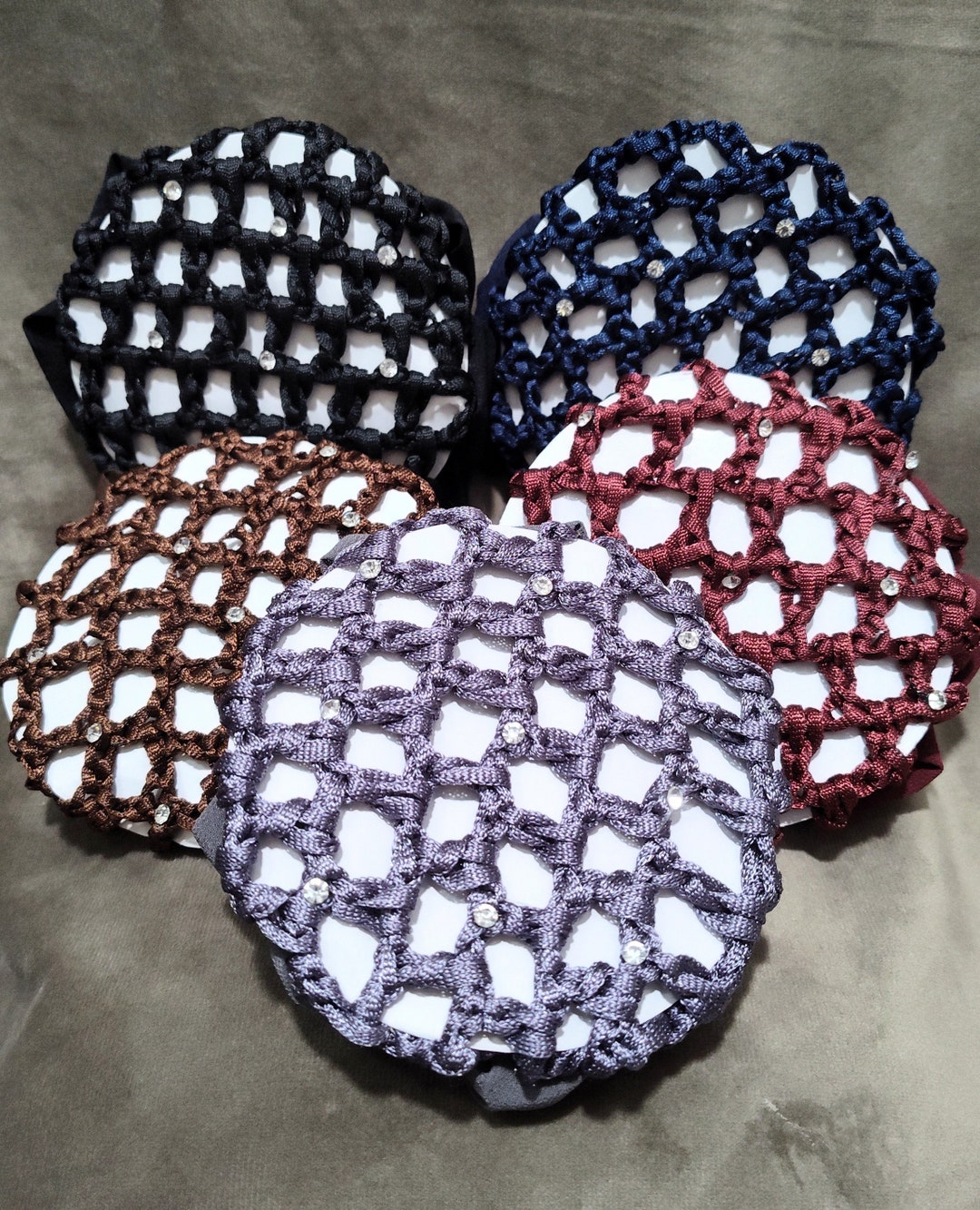 Crystal Equestrian Hair Net: Crochet Rhinestone Bun Cover - Etsy