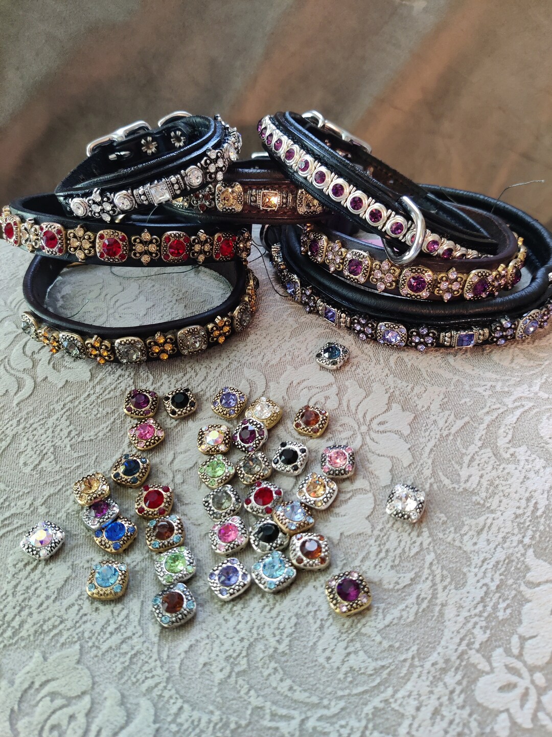 12" Custom Made Padded Bling One-of-kind Dog Pet Collars - Etsy