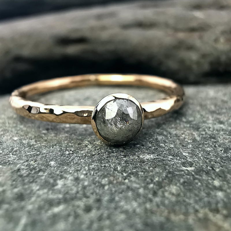 Salt Pepper Raw Ring - Etsy UK