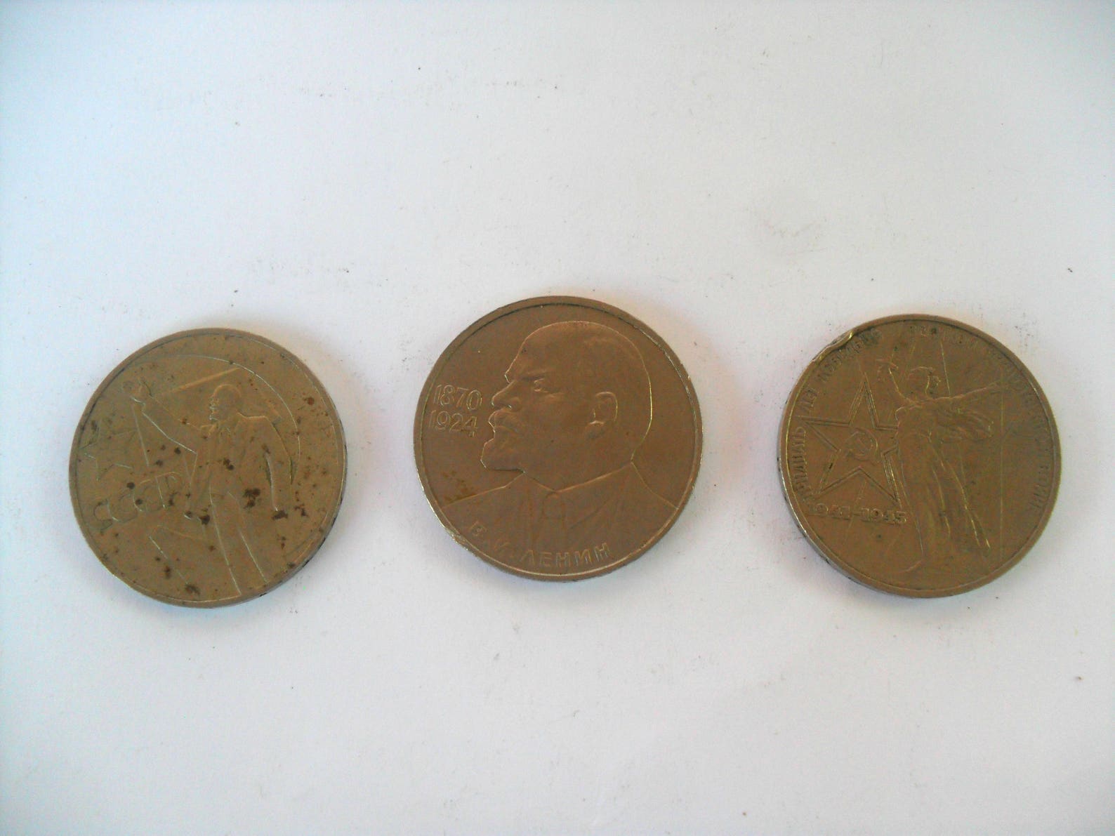 Set of 3 Soviet Coins, 1 Ruble Collectable Coin, USSR Collectable ...