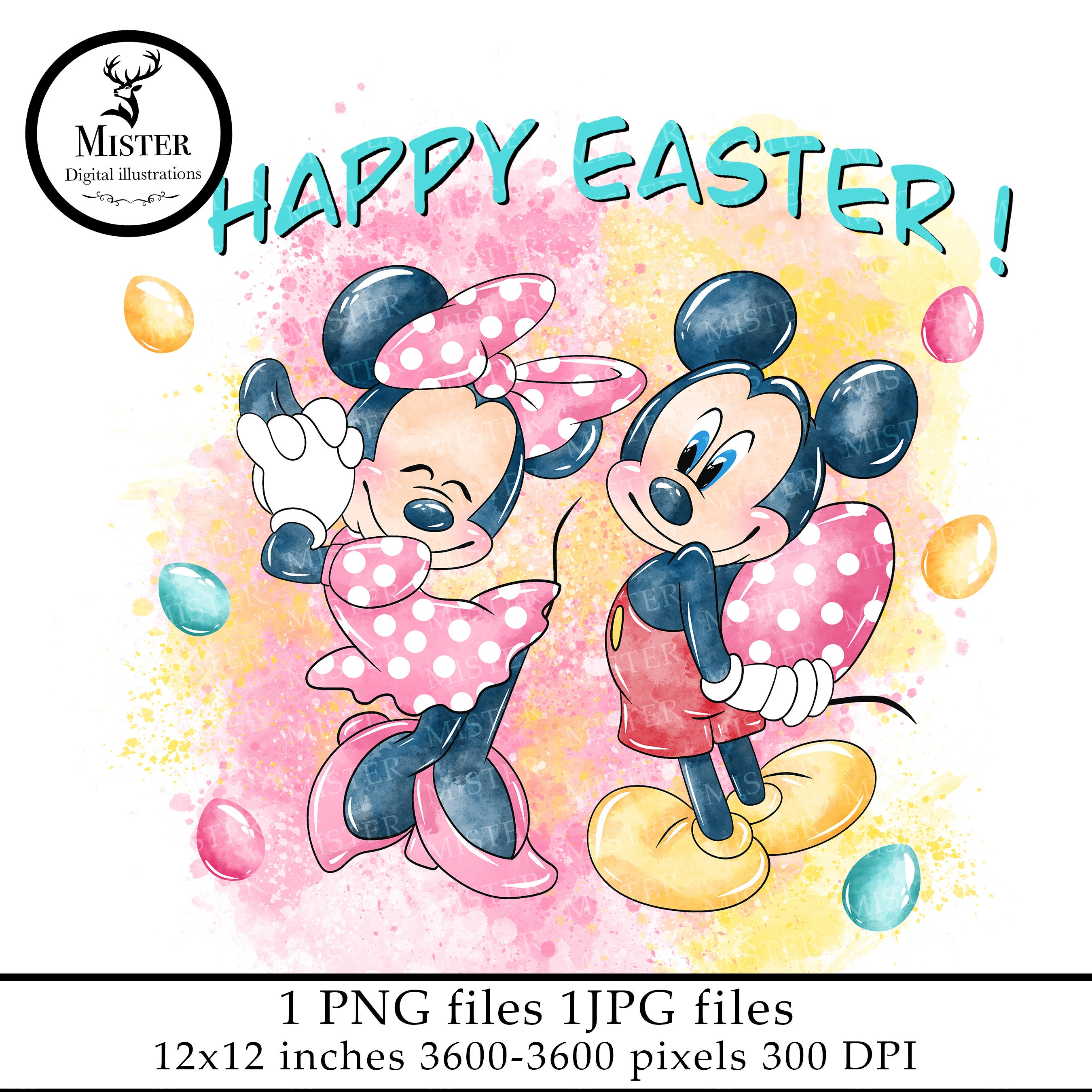 Art & Collectibles Easter Eggs Print Set Easter Clipart Minnie Mouse ...