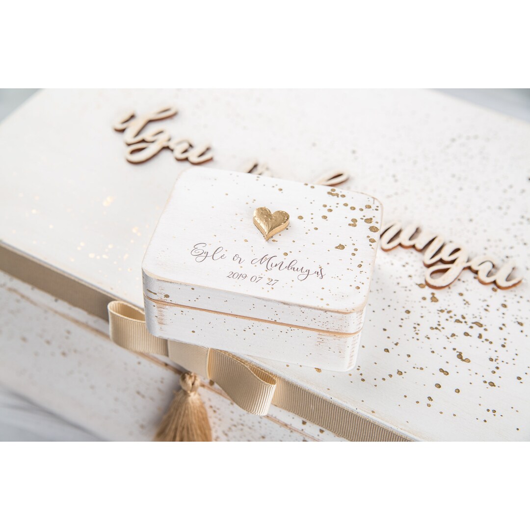 Wedding Ring Box Artificial Silk Flowers Wooden Ring Box - Etsy