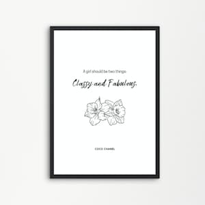 Coco Chanel Fashion Quotes Poster, Glam and Chic, Inspirational Quotes ...