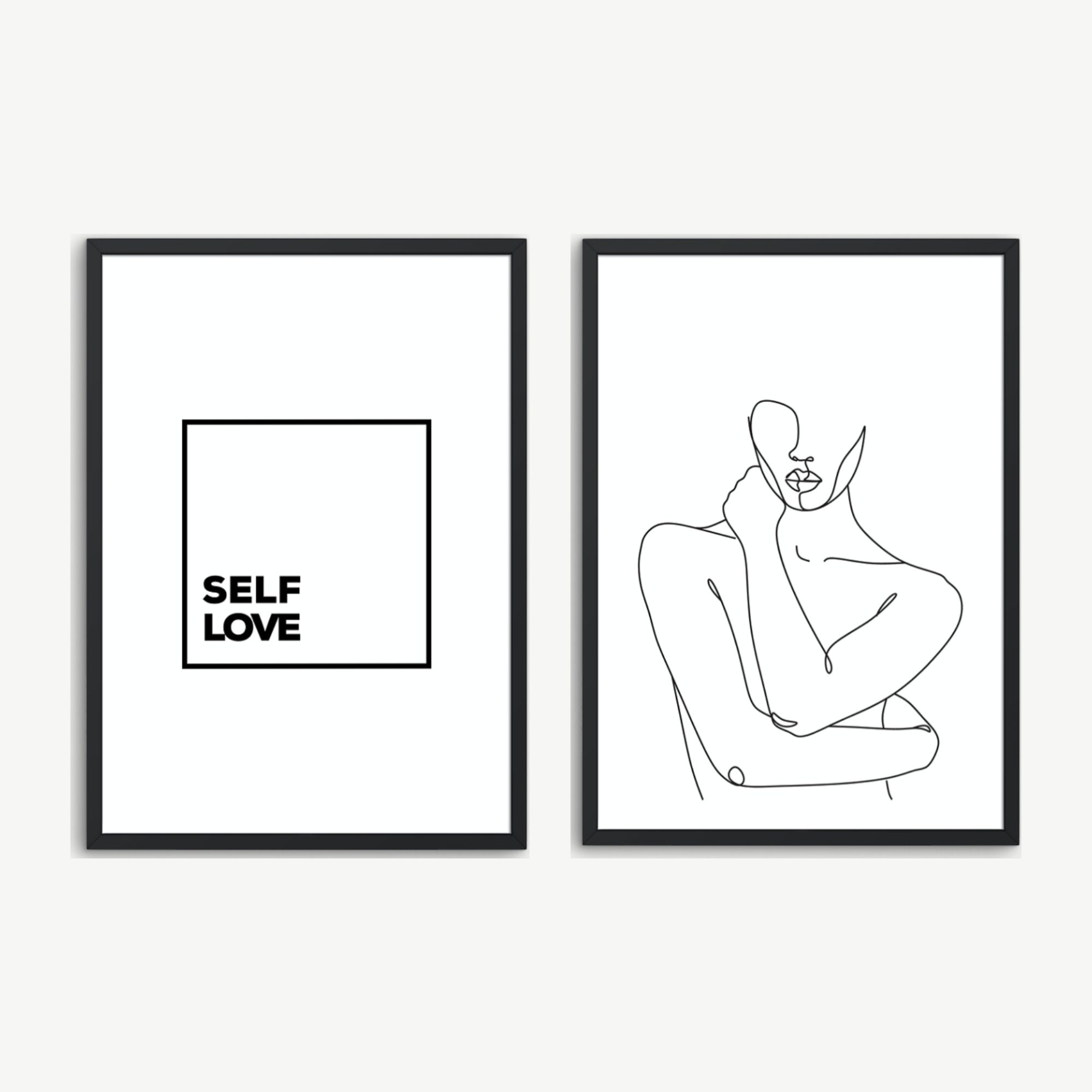 Self Love Outline Wall Art. Minimalist Digital Prints. Home and Bedroom ...