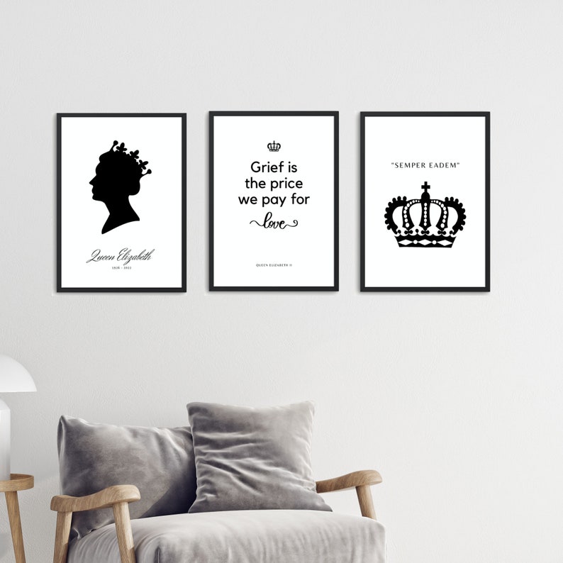 Queen Elizabeth Wall Prints Set of 3 . Queen Elizabeth Quotes. Semper ...