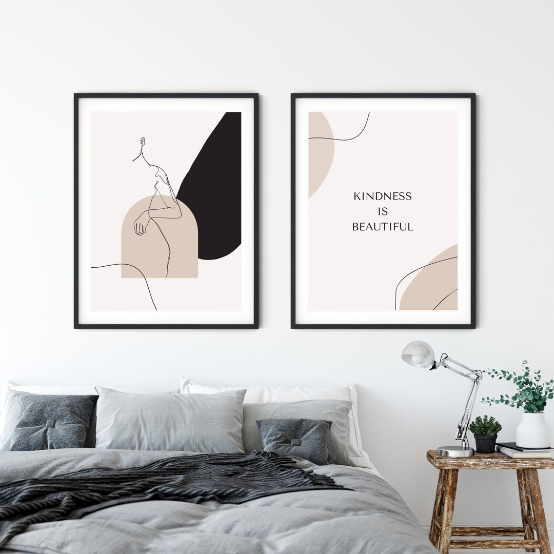 Kindness is Beautiful. Minimalist Abstract Wall Print. Abstract Woman ...