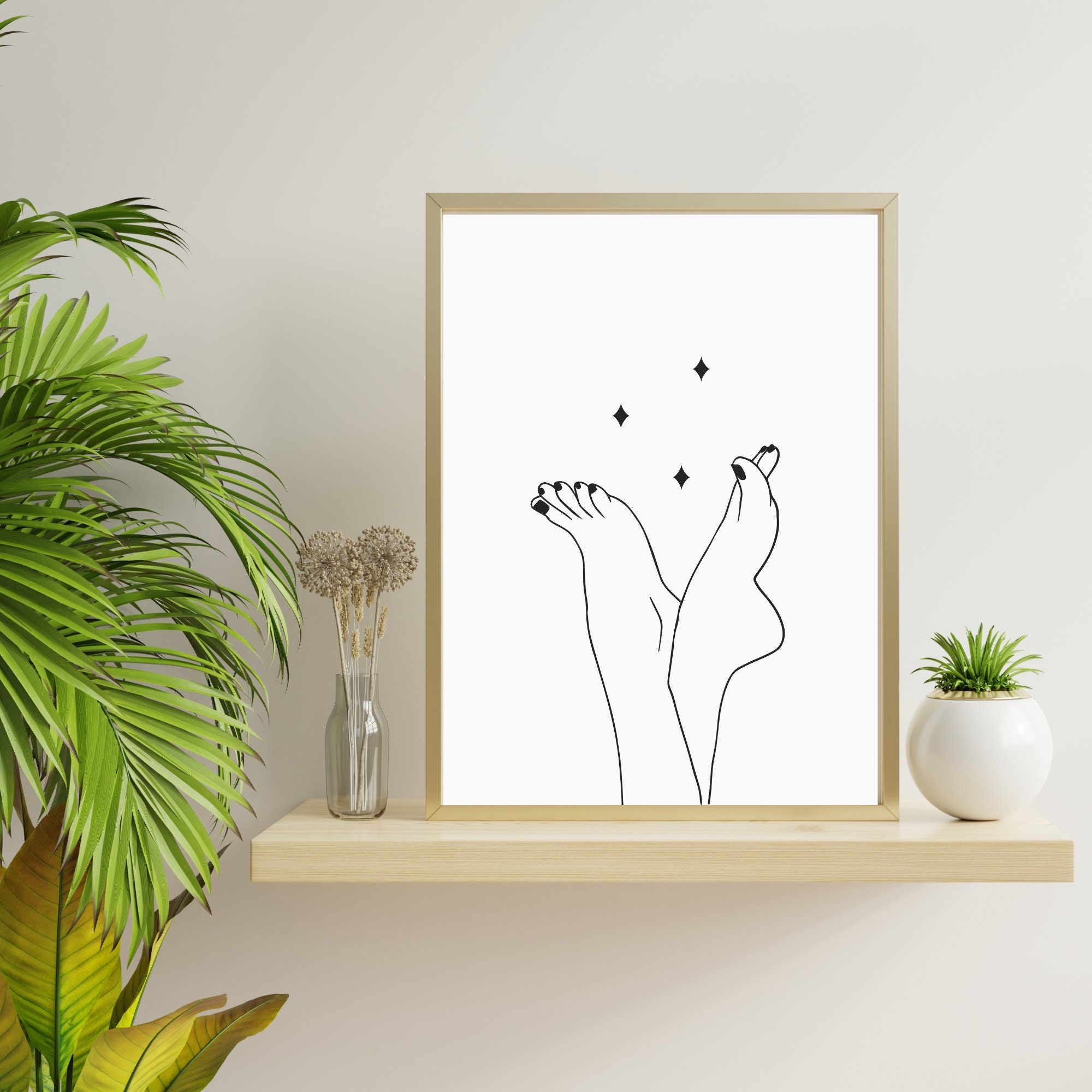 Outline Drawing Feet Print. Body Positive Wall Art. Outline Body ...