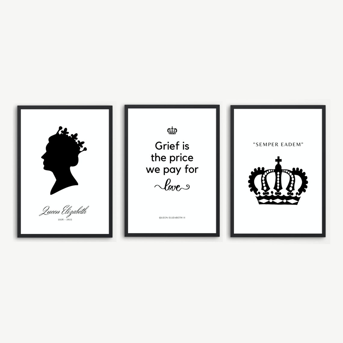 Queen Elizabeth Wall Prints Set of 3 . Queen Elizabeth Quotes. Semper ...