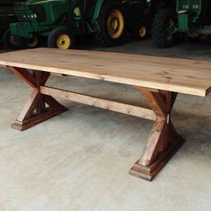 Custom 8ft 7ft 6ft Rustic Farm Table ~ Cross Trestle Leg Farmhouse ...