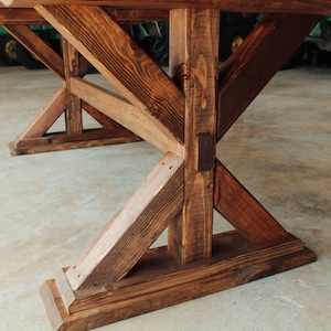 Custom 8ft 7ft 6ft Rustic Farm Table ~ Cross Trestle Leg Farmhouse ...