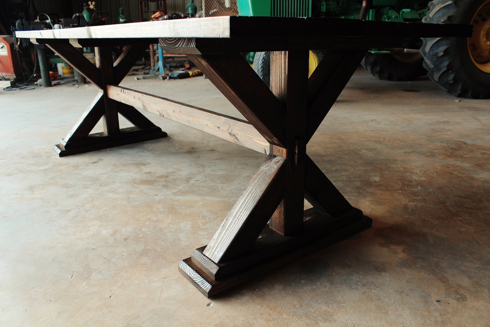 Custom 8ft 7ft 6ft Rustic Farm Table ~ Cross Trestle Leg Farmhouse ...