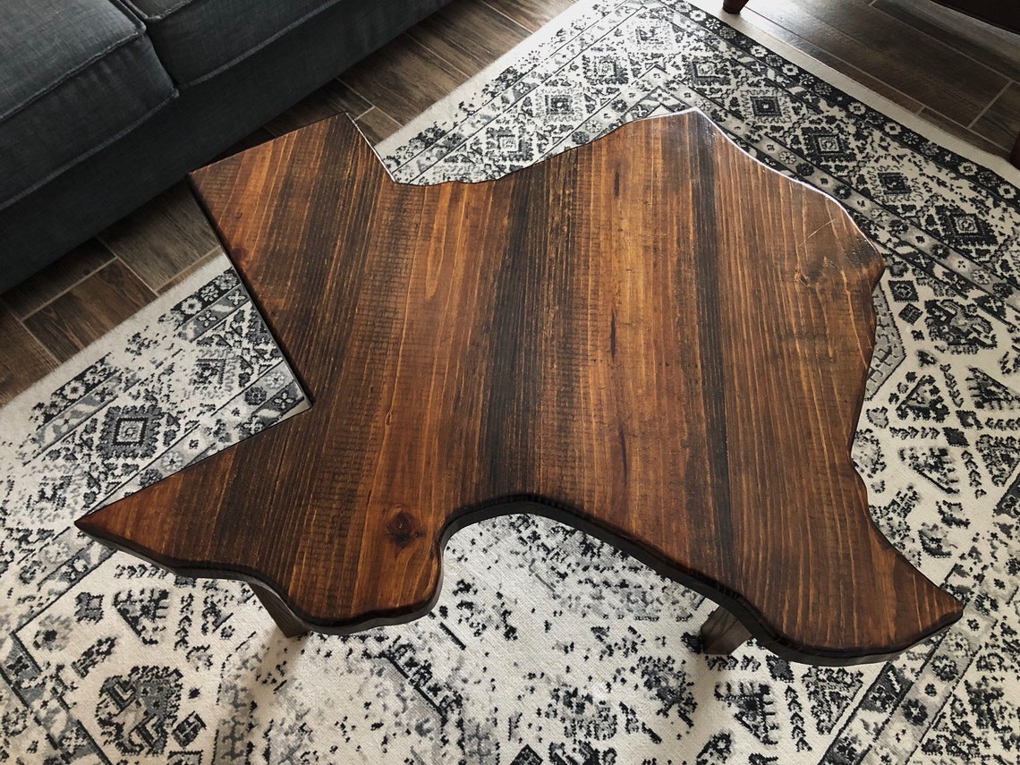 Rustic Texas Coffee Table. USA. Lone Star Flag Industrial America Table ...