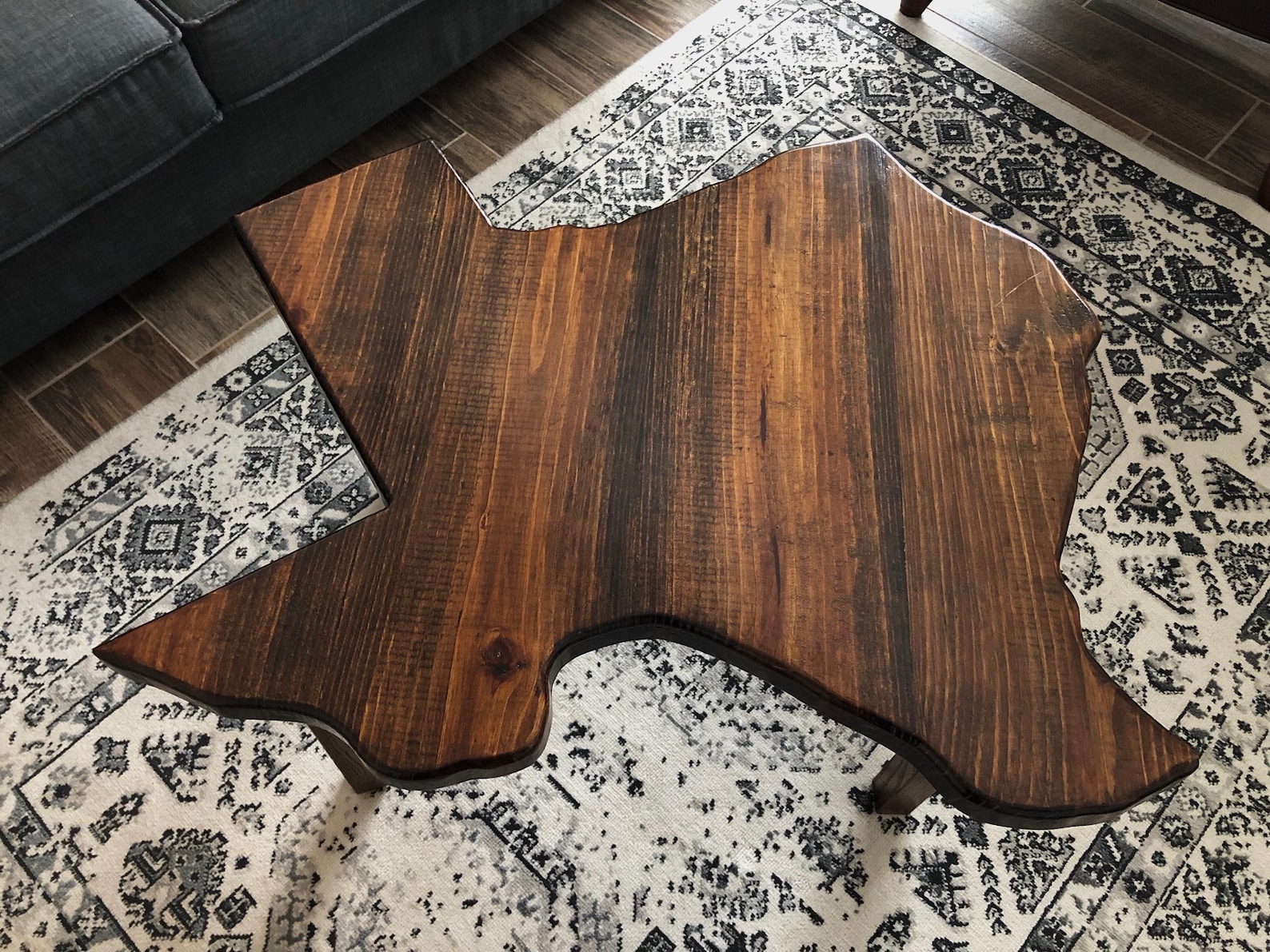 Rustic Texas Coffee Table. USA. Lone Star Flag Industrial America Table ...