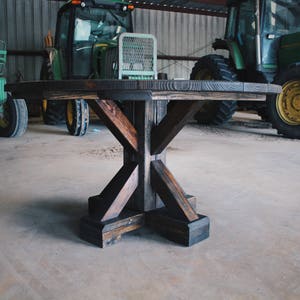 5ft 4ft Rustic Round Farm Table ~ Cross Leg Farmhouse Table (TEXAS ...