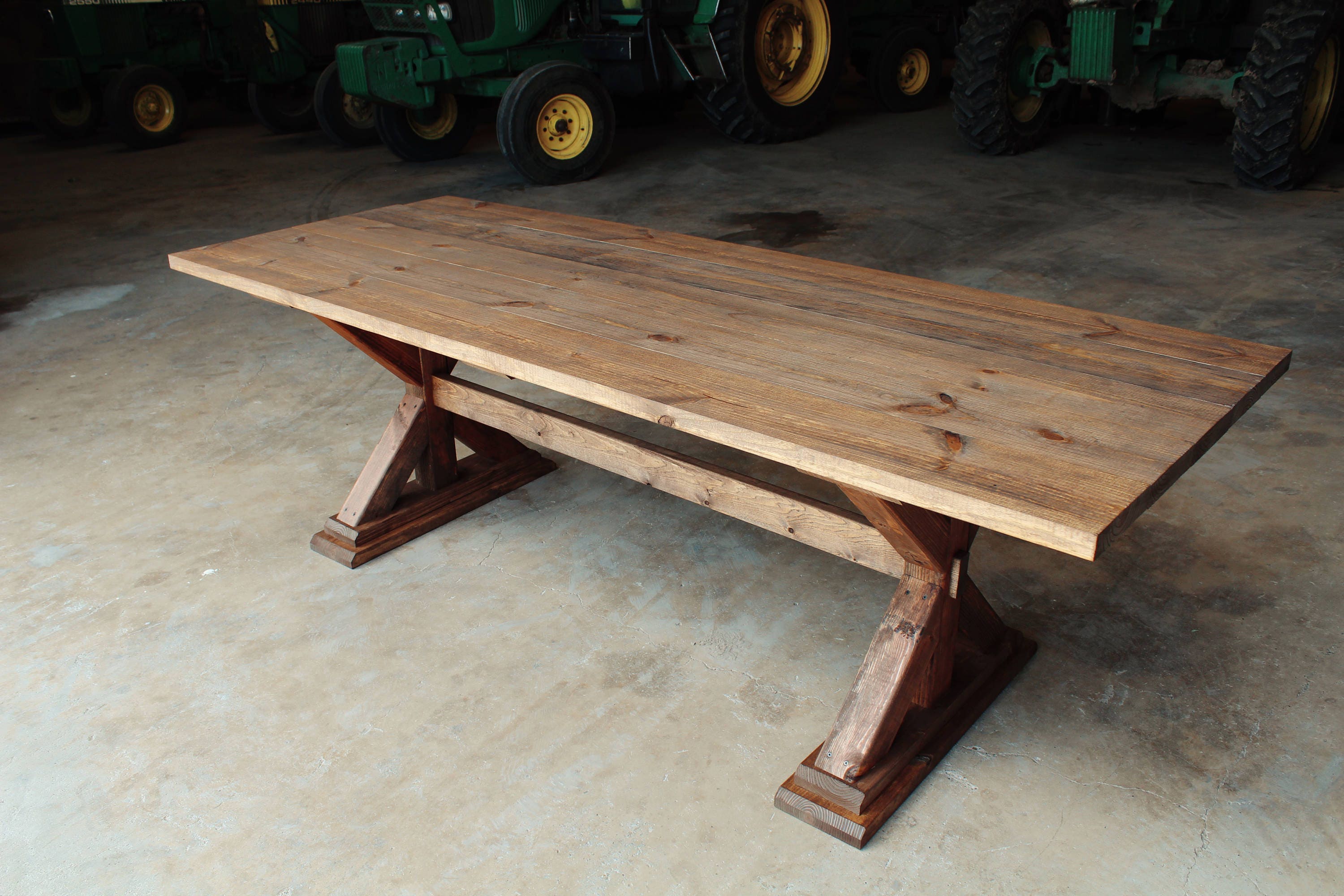 Custom 8ft 7ft 6ft Rustic Farm Table ~ Cross Trestle Leg Farmhouse ...