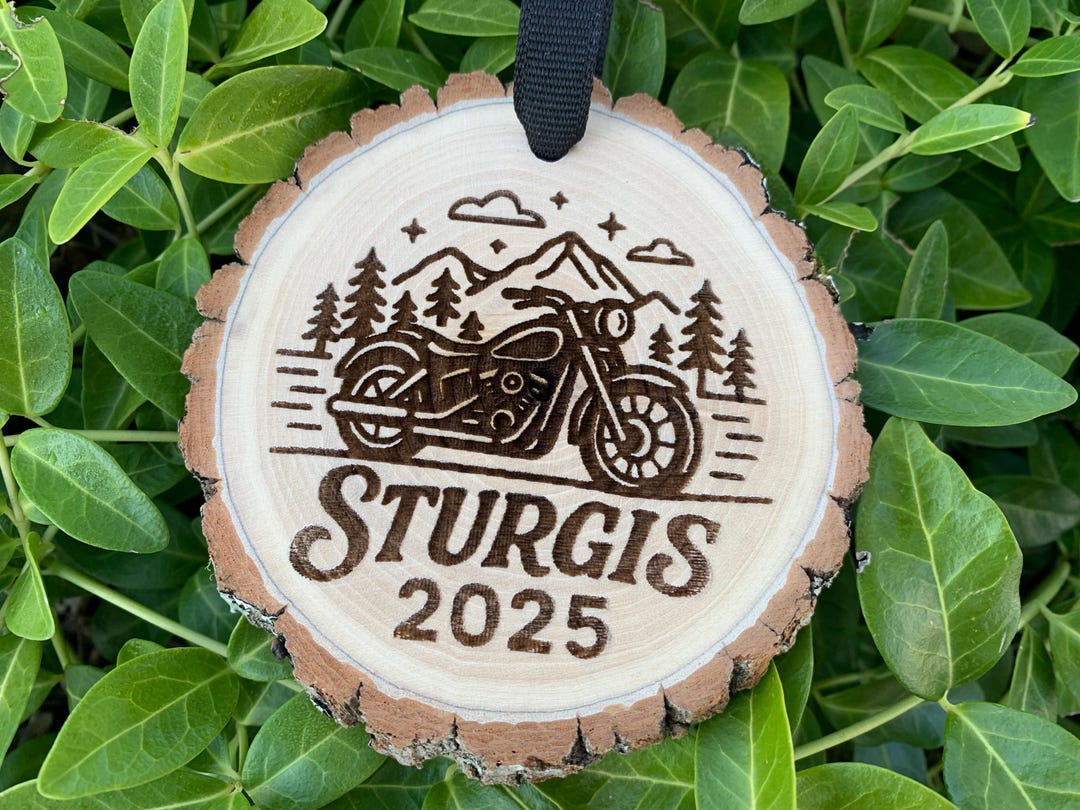 Sturgis 2025 Motorcycle Rally Wooden Christmas Ornament, Mountain Scene ...