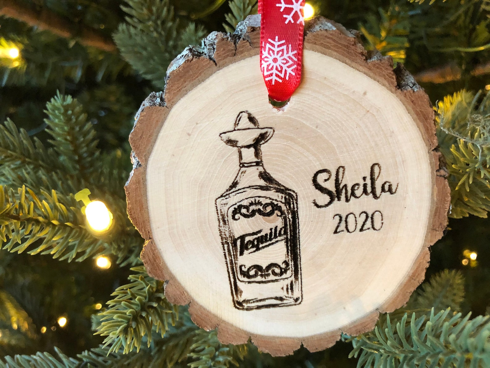 Tequila Bottle Wooden Christmas Ornament Premium Tequila - Etsy