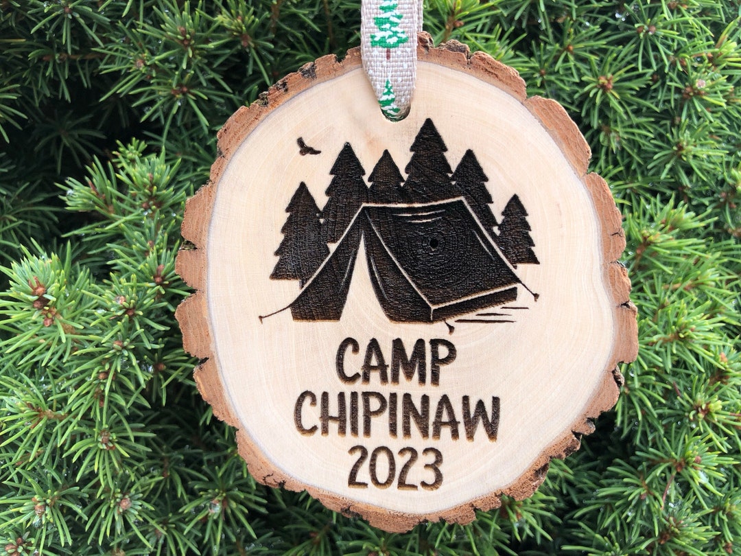 Tent Camping Wooden Christmas Ornament, Summer Camp, Boy Scouts, Forest ...