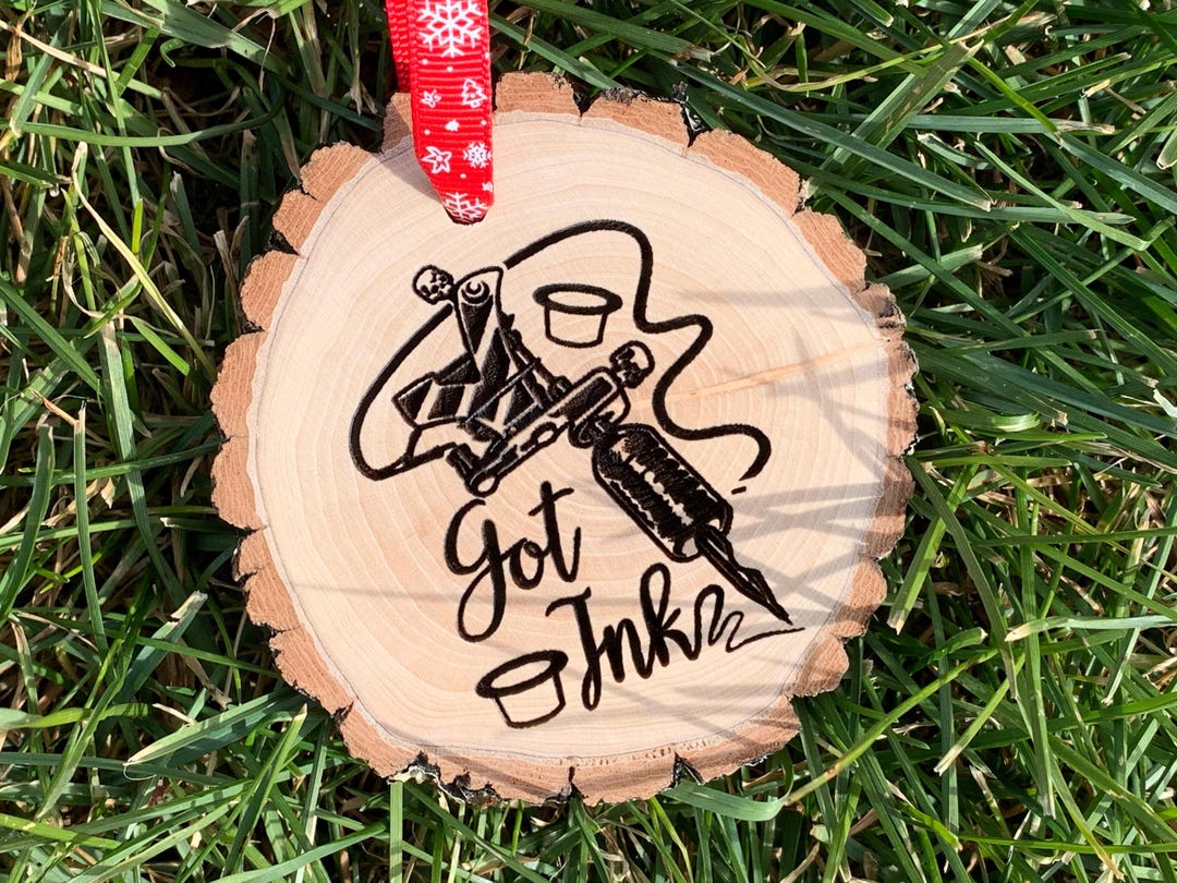 Got Ink Tattoo Themed Wooden Christmas Ornament, Tat, Peace Symbol ...