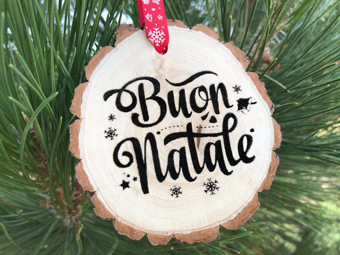 Buon Natale Ornament, Christmas, Wooden Slices, Italian Decor, Fragile ...